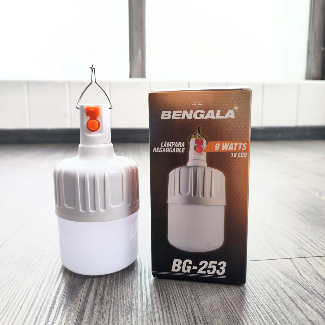 Bombillo lámpara recargable led 9watts Bengala